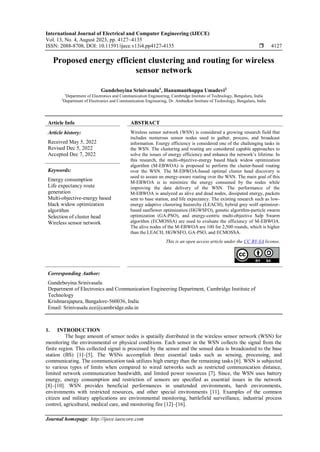 Proposed Energy Efficient Clustering And Routing For Wireless Sensor Network PDF
