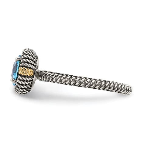 Shey Couture Sterling Silver With 14k Accent Antiqued Round Blue Topaz