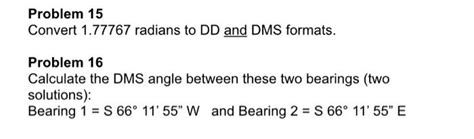 Solved Problem Convert Radians To DD And DMS Chegg