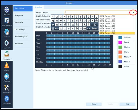 UNV Recorder Configuring Recording Schedules Local GUI