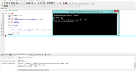 coding informatika program c menghitung luas persegi panjang