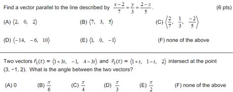 Solved Find A Vector Parallel To The Line Described By