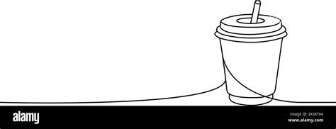 Coffee Cardboard Cup One Line Continuous Drawing Empty Cardboard Boxes Bags For Takeaway Food