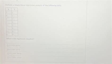 solved perform a simple linear regression analysis of the