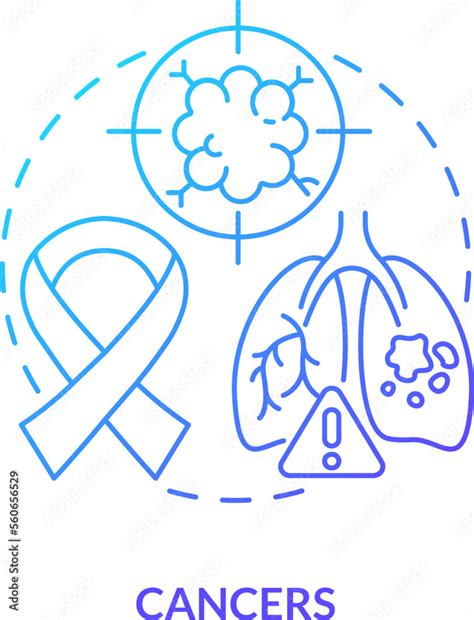 Cancers Blue Gradient Concept Icon Abnormal Cell Growth In Organism
