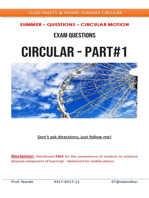 Assignment Circular Motion Pdf Learning Behavior Modification
