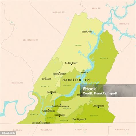 Tn Hamilton County Vector Map Green Stock Illustration Download Image
