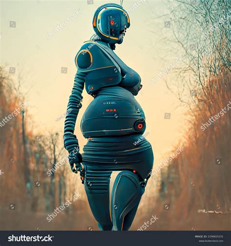 Scary Pregnant Robot Woman Android Metal Stock Illustration 2190655331 Shutterstock