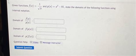 solved given functions f x x1 and p x x2−81 state the