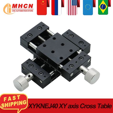 Xyknej40 Xy 축 수동 모션 스테이지 크로스 슬라이드 테이블 40mm 삼각형 나사 스테인리스 스틸 슬라이딩 나사