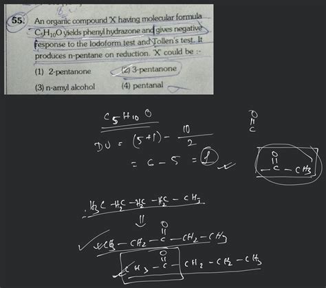 An Organic Compound X Having Molecular Formula C5 H10 O Yields Phenyl