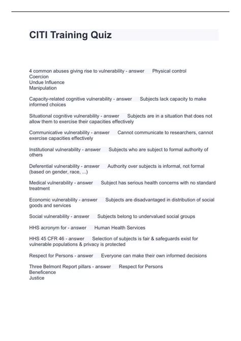 Citi Training Quiz Questions With Accurate Answers 2024 Citi Stuvia Us