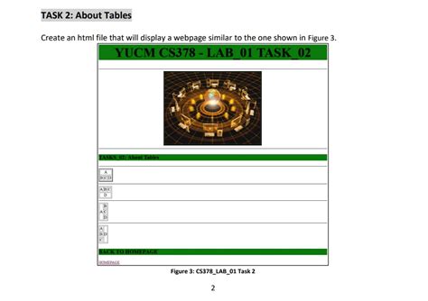 Task 2 About Tables Create An Html File That Will Display A Webpage