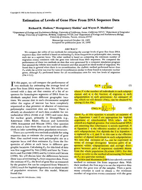 Gene Flow Pdf Estimator Bias Of An Estimator