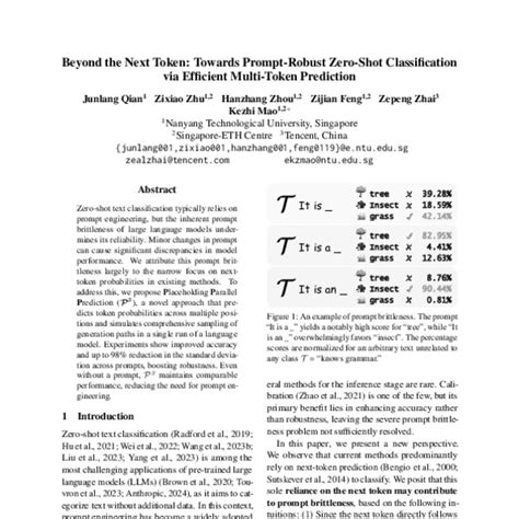 Beyond The Next Token Towards Prompt Robust Zero Shot Classification Via Efficient Multi Token