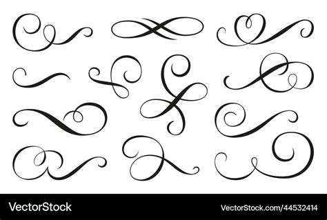Swirl Ink Filigree Curl Divider Royal Flourish Set