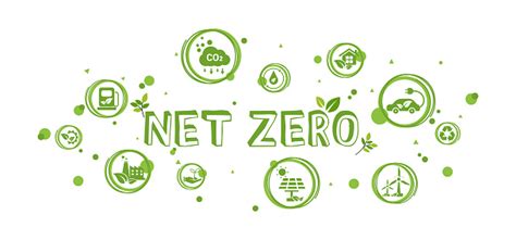 순 제로 및 탄소 중립 개념 온실 가스 순 제로 배출 목표 녹색 그물 제로 아이콘과 녹색 원 낙서 배경에 녹색 아이콘이 있는 기후 중립 장기 전략 이산화탄소에 대한 스톡