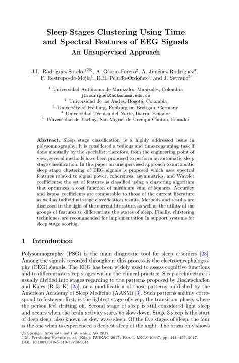 Pdf Sleep Stages Clustering Using Time And Spectral Features Of Eeg Signals