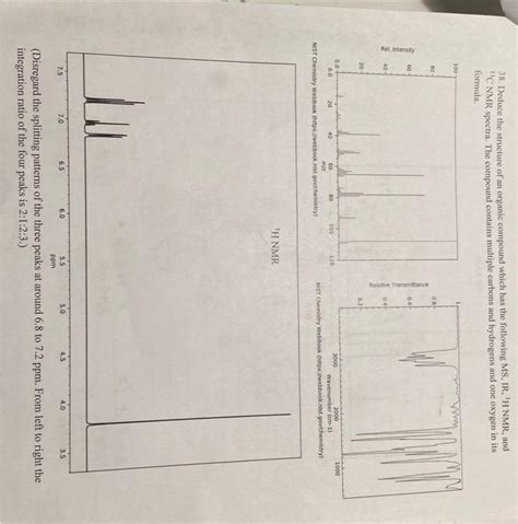 Solved 38 Deduce The Structure Of An Organic Compound Which