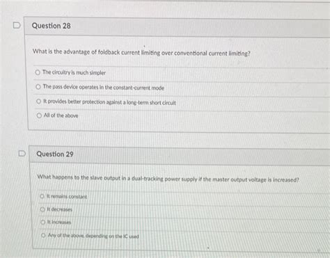Solved What Is The Advantage Of Foldback Current Limiting