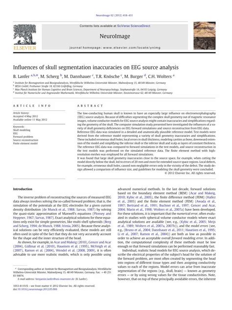 Pdf Influences Of Skull Segmentation Inaccuracies On Eeg Source