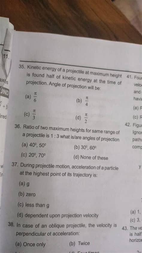 Ratio Of Two Maximum Heights For Same Range Of A Projectile Is 13 What I