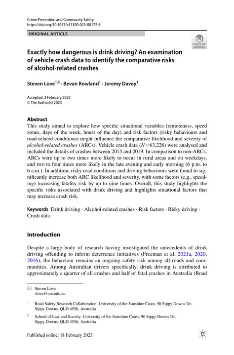 pdf exactly how dangerous is drink driving an examination of vehicle