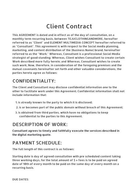 Contrct Agreement Pdf Consultant Confidentiality