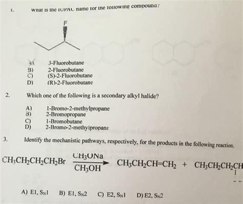 Solved What Is The Iupac Name For The Following Compound