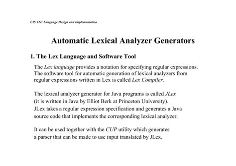 The Lex Language