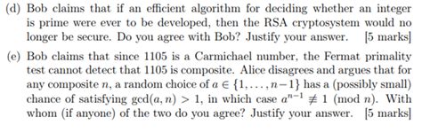Solved D Bob Claims That If An Efficient Algorithm For