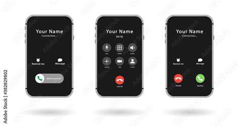 Three Smartphones Phone Call Screen Installed Accept Button Reject Button Incoming Call
