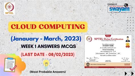 Cloud Computing Week 1 Assignment Answers Nptel 2023 Youtube