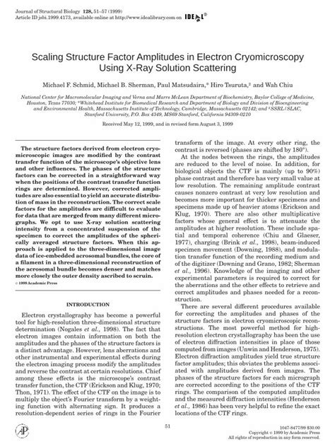 Pdf Scaling Structure Factor Amplitudes In Electron Cryomicroscopy