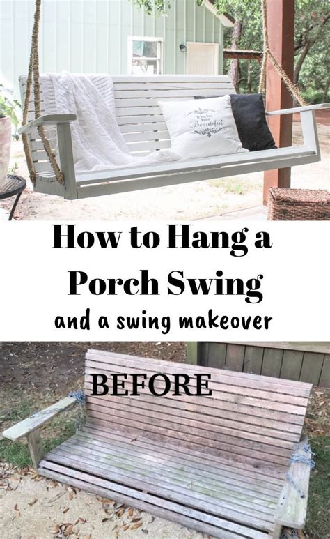 How To Hang A Porch Swing With A Swing Makeover Porch Swing Diy
