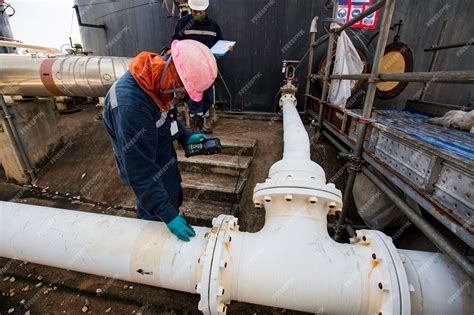 Premium Photo Male Worker Inspection Ultrasonic Thickness Pipeline