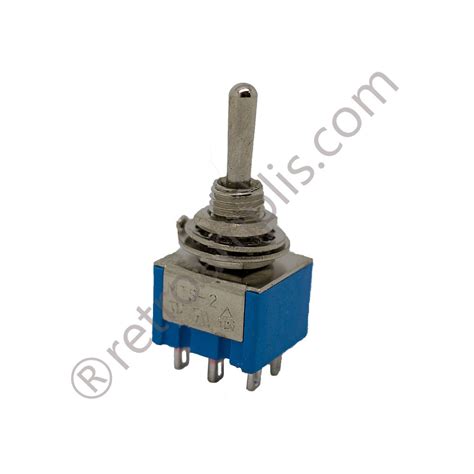 DPDT ON OFF ON Blue Toggle Switch Retroamplis