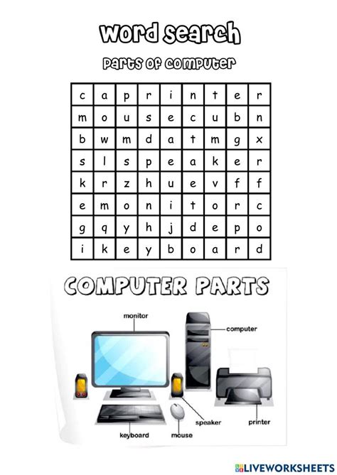 parts of computer online pdf worksheet for 1 live worksheets