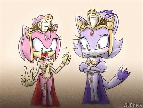 Amy And Blaze In A Suit Of Dancers From Shantae By Slemka On Deviantart