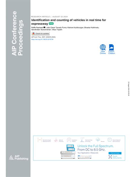 Pdf Identification And Counting Of Vehicles In Real Time For Expressway