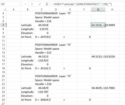 solved exporting gps geo coordinates from a drawing to excel after