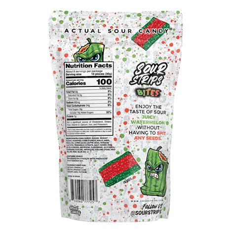 Sour Strips Bites Watermelon Flavored Chewy Candy Bag 635 Oz