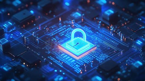Cybersecurity Data Protection Digital Lock On Circuit Board Technology