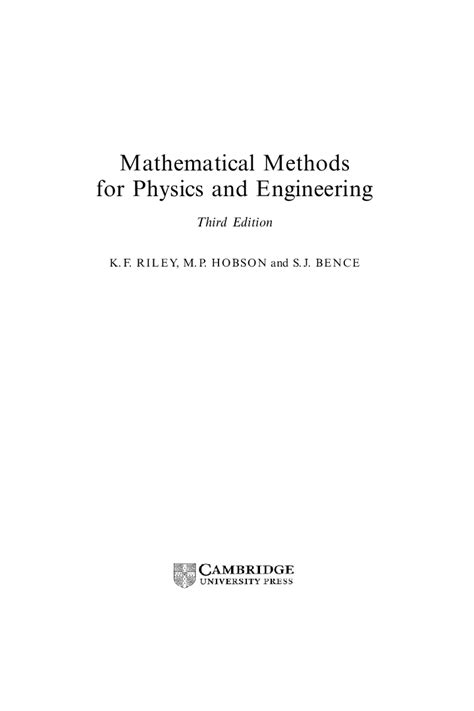 download free mathematical methods for physics and engineering pdf online