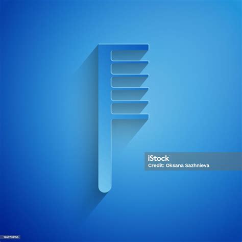 파란색 배경에 격리 된 헤어 브러시 아이콘을 잘라 용지 빗 머리 기호 이발사 기호 종이 아트 스타일 벡터 일러스트레이션 0명에