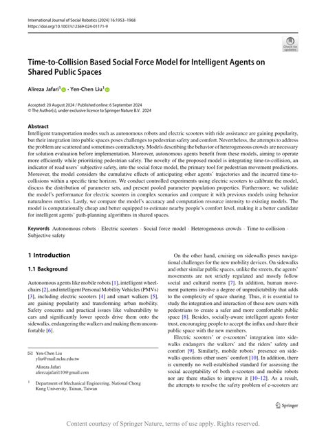 Time To Collision Based Social Force Model For Intelligent Agents On Shared Public Spaces
