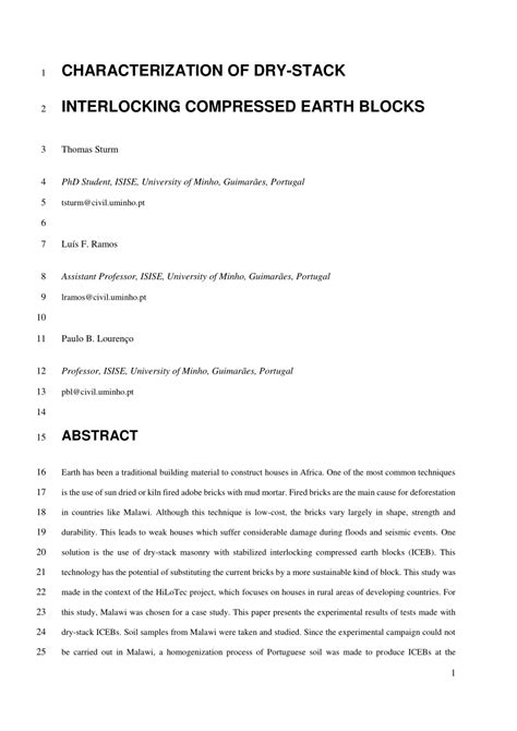 Pdf Characterization Of Dry Stack Interlocking Compressed Earth Blocks