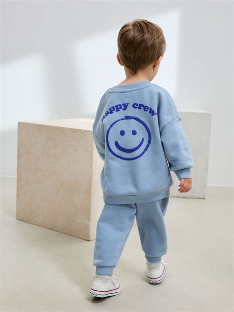 Buy Light Blue Single Printed Crew Neck Sweat Top And Joggers Set 3mths