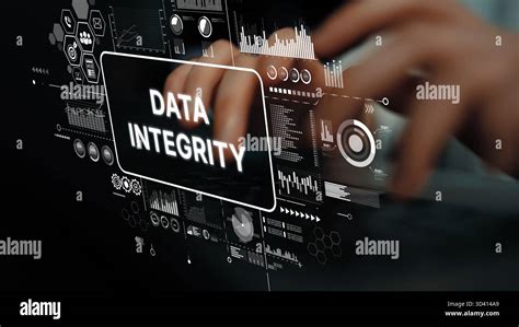Data Integrity Concept With Digital Interface Statistical Graphs And