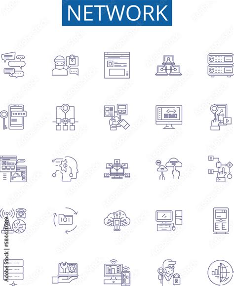 Network Line Icons Signs Set Design Collection Of Network Technology Connectivity System